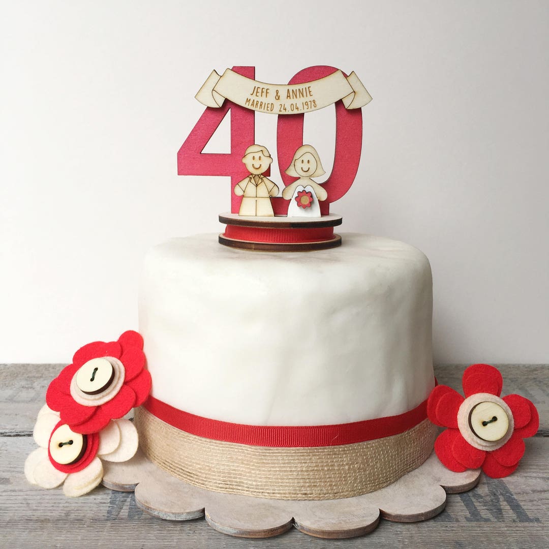 40th Wedding Anniversary Topper - Ruby Wedding Cake Topper ...