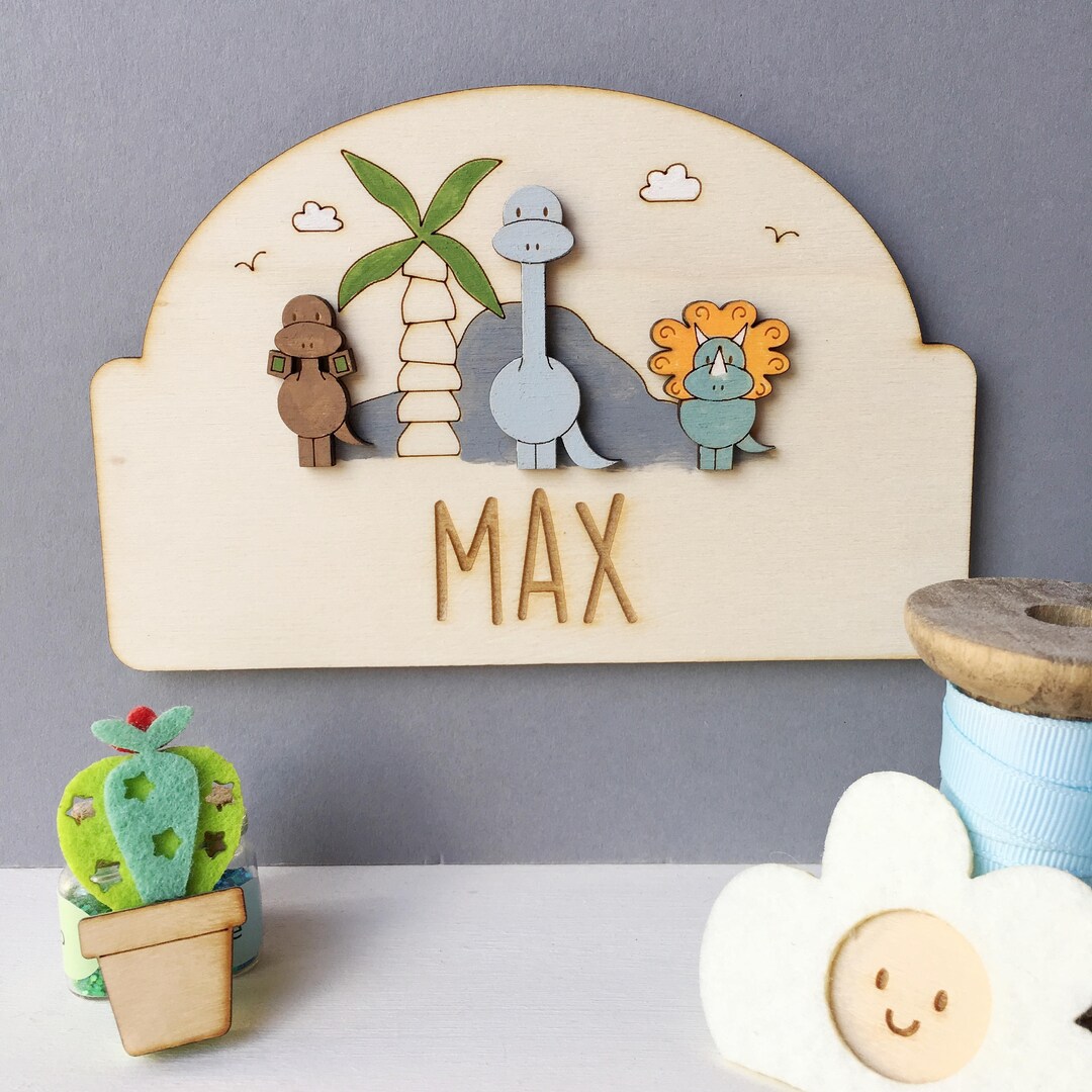 Dinosaur Door Sign - Personalised Child's Door Plaque - Dinosaurs ...