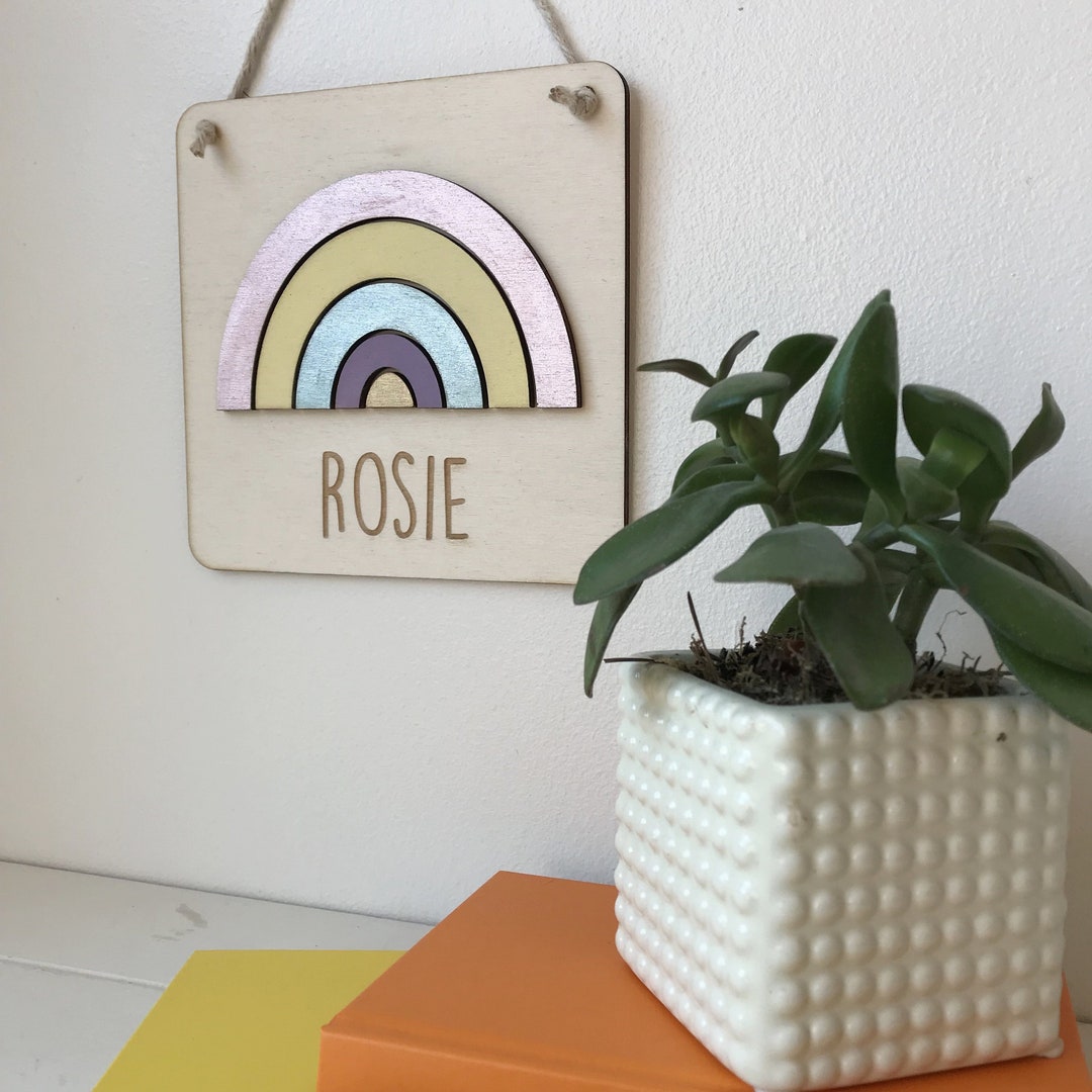 Rainbow Name Sign - Rainbow Room Sign - Rainbows - Modern Rainbow ...