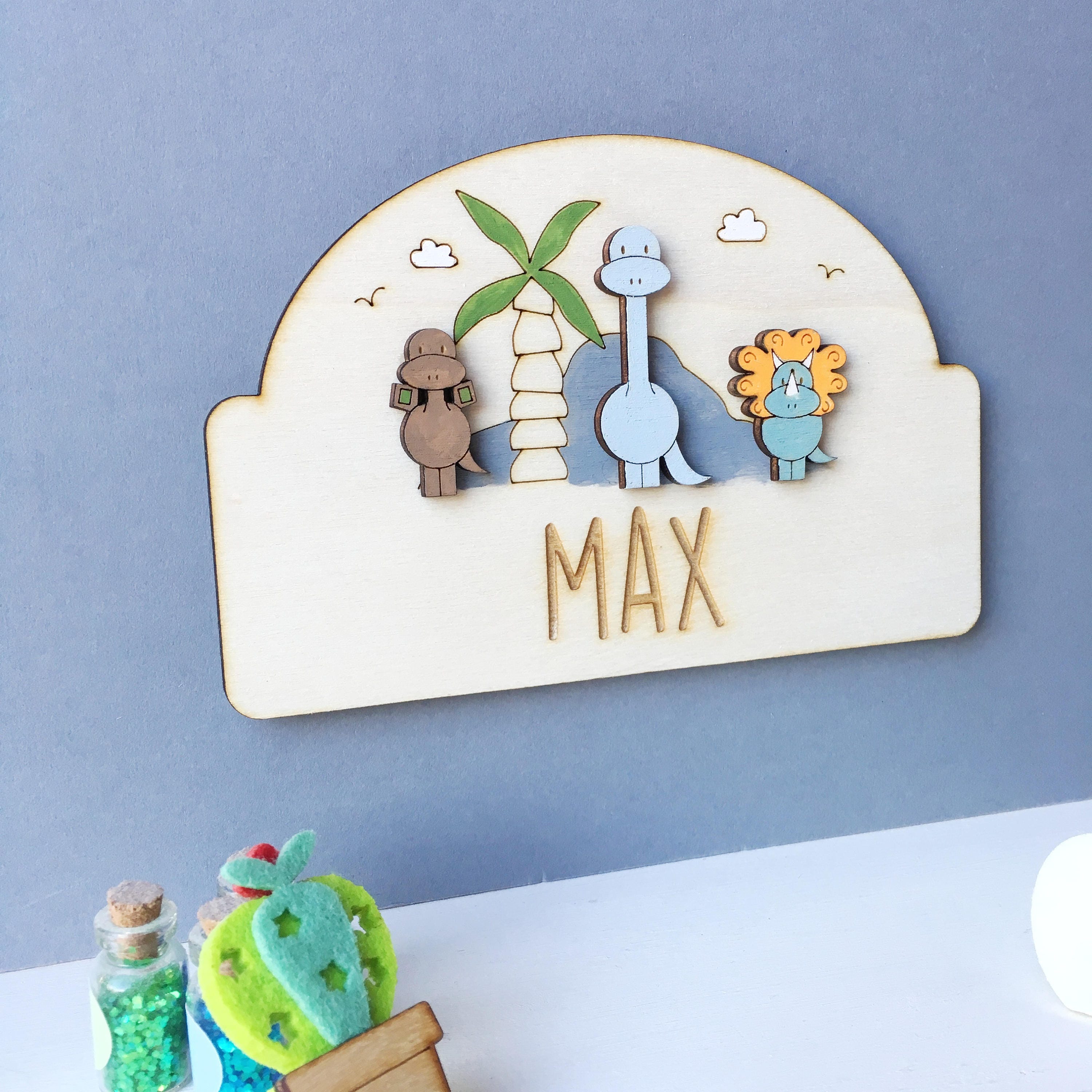 Dinosaur Door Sign Personalised Child's Door Plaque | Etsy UK