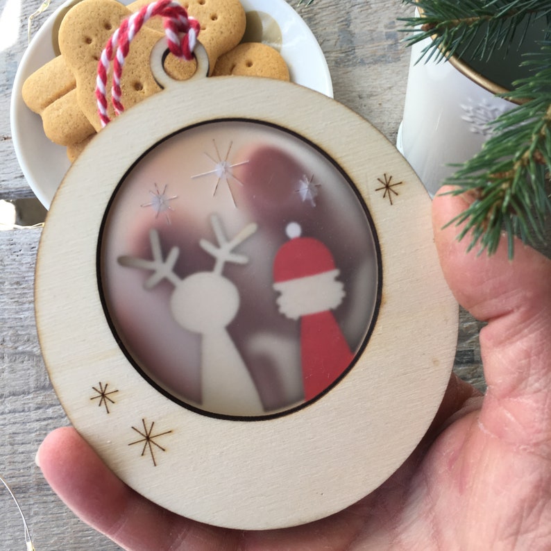 Personalised Santa and Rudolf Christmas Bauble - Etsy