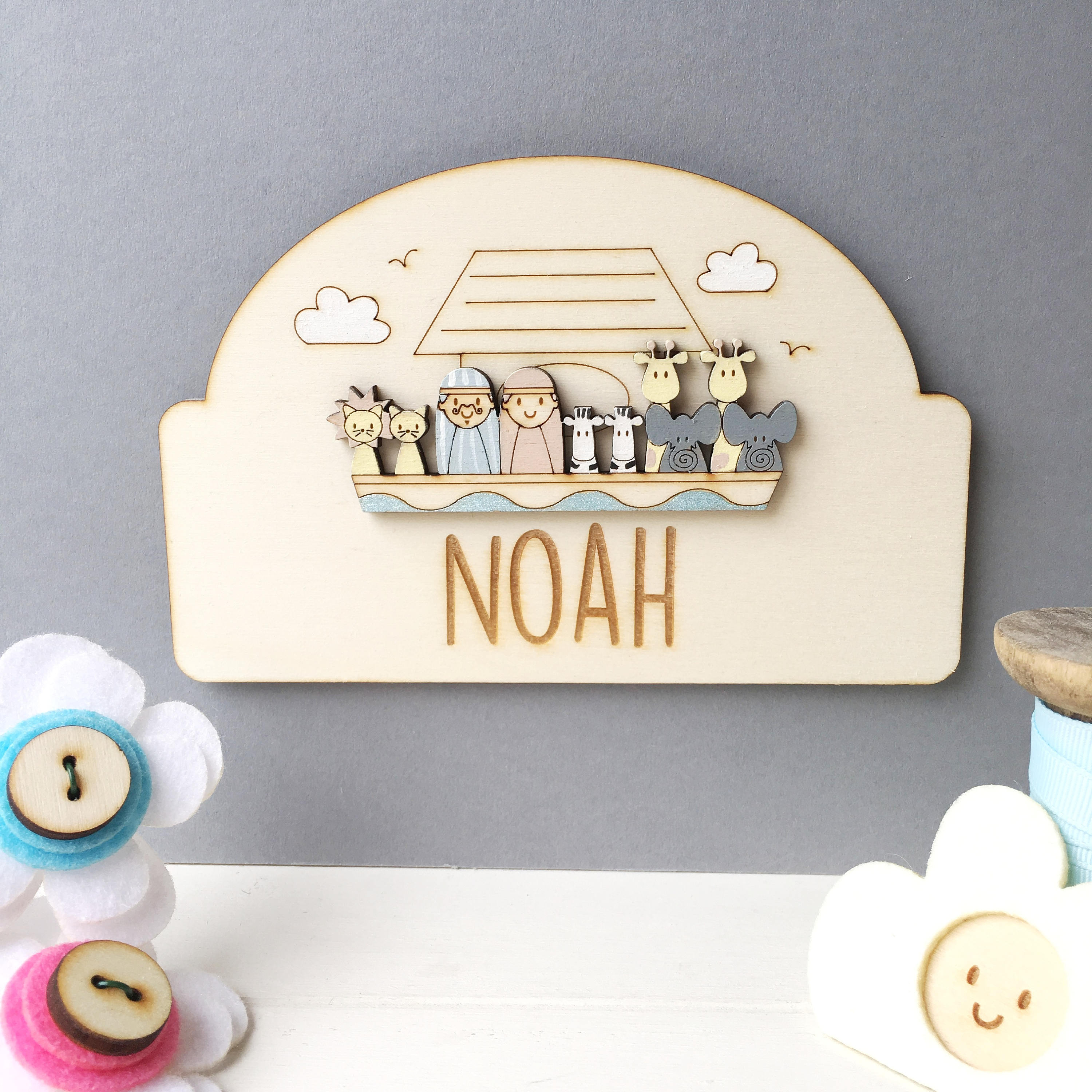 Noah's ark door sign Personalised child's door | Etsy