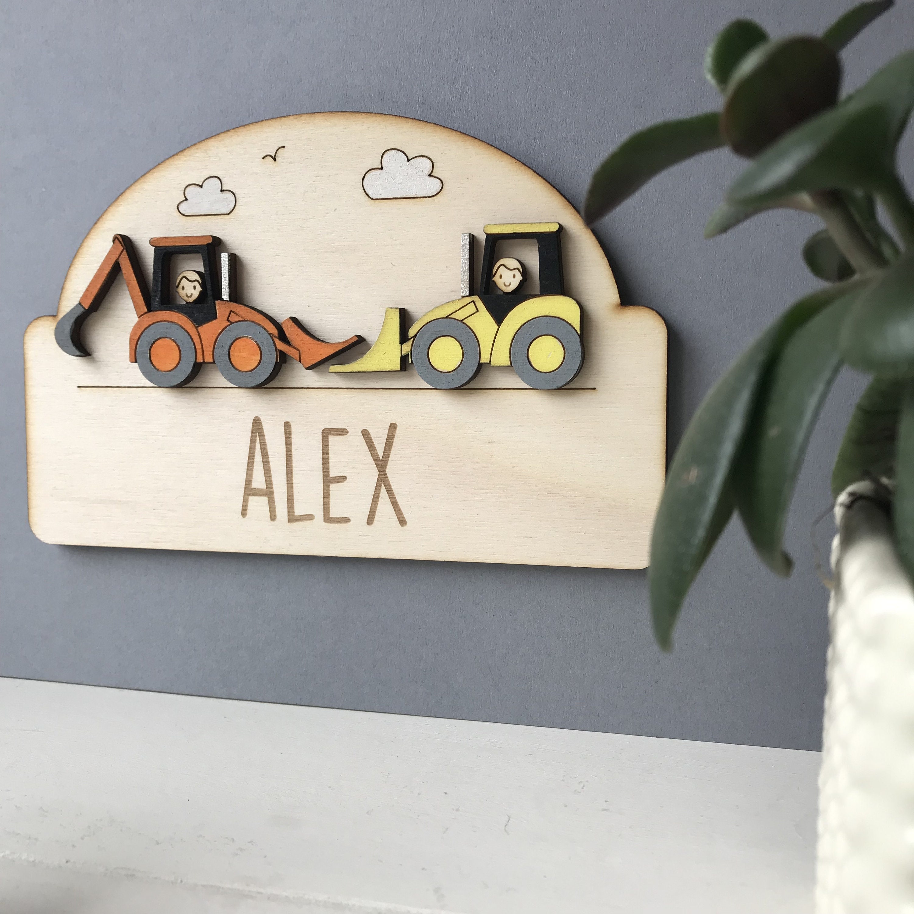 Personalised Digger Door Plaque Child's Door Sign - Etsy UK