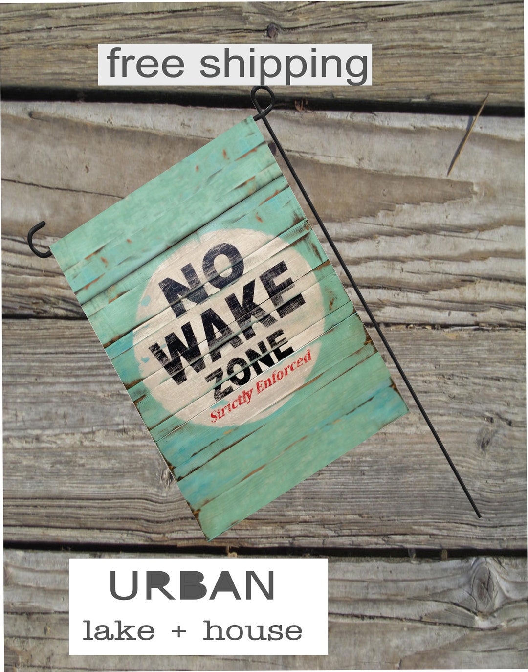 No Wake Zone Garden Flag, Nautical Flag, Modern Garden Flag, Lake House ...