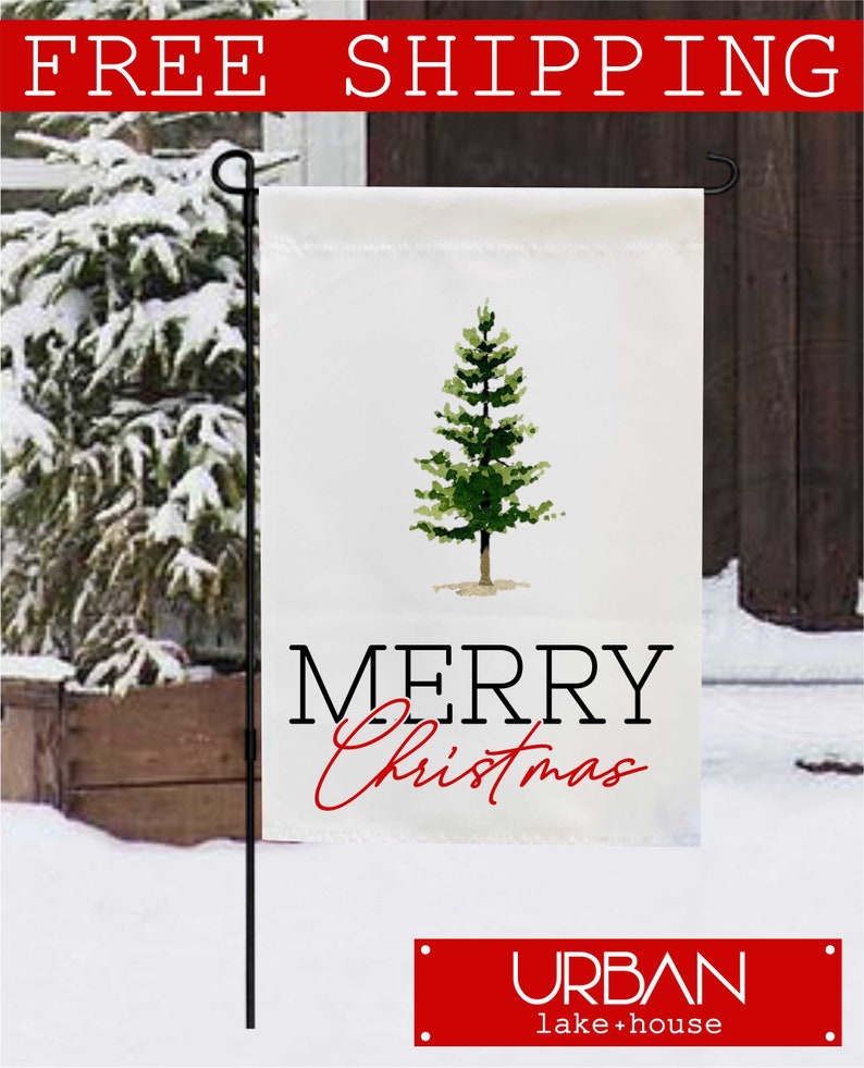 Merry Christmas Modern Farmhouse Style Garden Flag Yard Front | Etsy