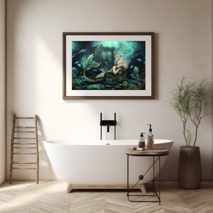 Underwater Fantasy Mermaid PRINT, Mermaid With Cello Art, Ocean Siren ...