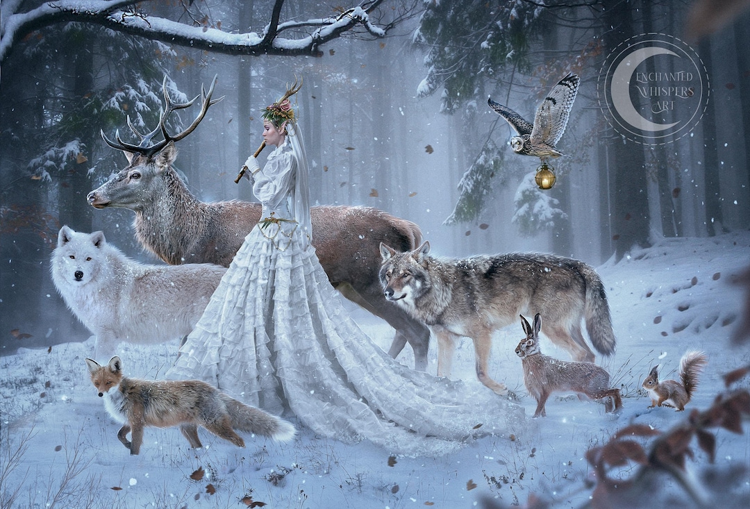 Fantasy Yule Art Print, Winter Woodland Solstice Wall Décor, Winter ...