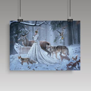 Fantasy Yule Art Print, Winter Woodland Solstice Wall Décor, Winter ...