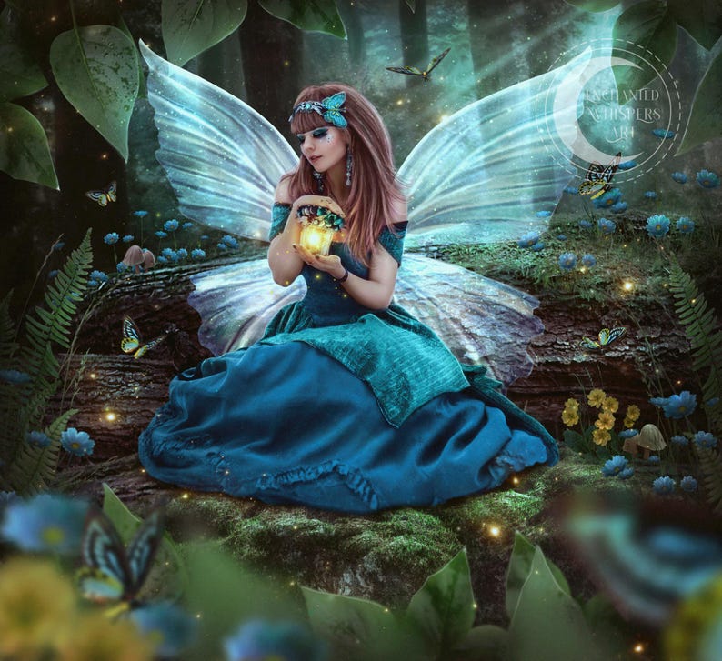 Blue Fae Art Print - Woodland Fairy Wall Décor, Mythological Magical ...