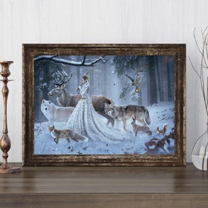 Fantasy Yule Art Print, Winter Woodland Solstice Wall Décor, Winter ...
