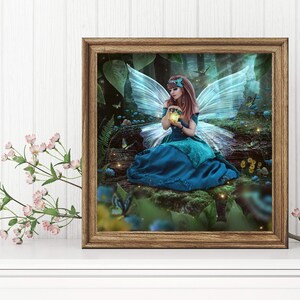 Blue Fae Art Print - Woodland Fairy Wall Décor, Mythological Magical ...