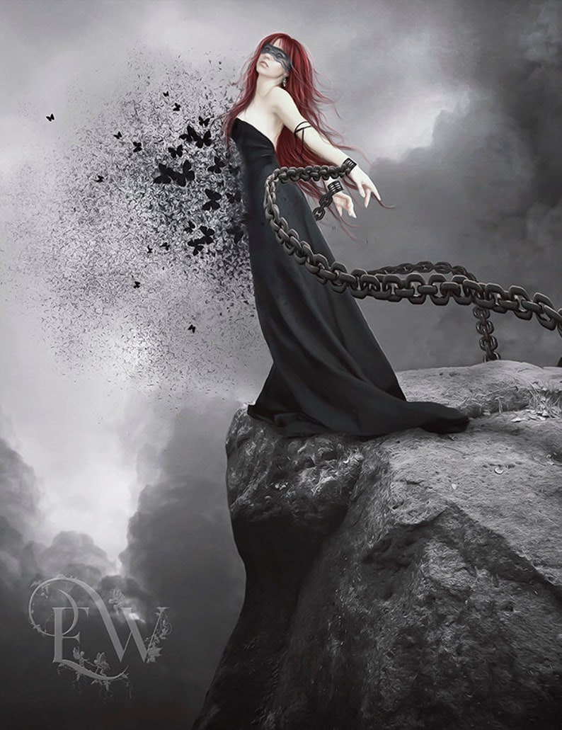 Dark Gothic Fantasy Woman Art Print Surreal Woman With Etsy