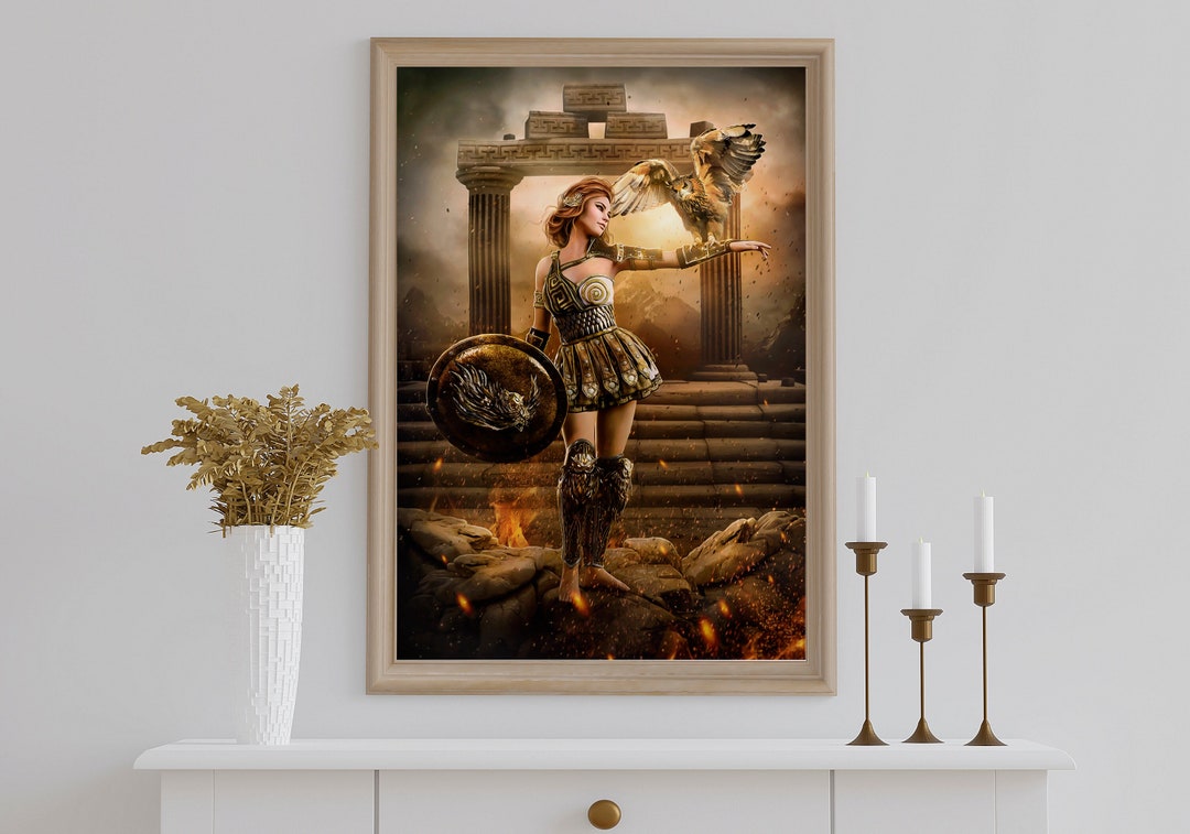 Athena Fine ART PRINT Greek Goddess Canvas Warrior Woman Fantasy Wall ...