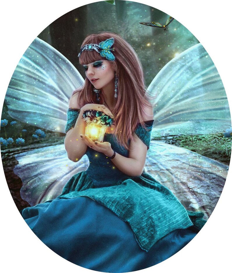 Blue Fae Art Print - Woodland Fairy Wall Décor, Mythological Magical ...