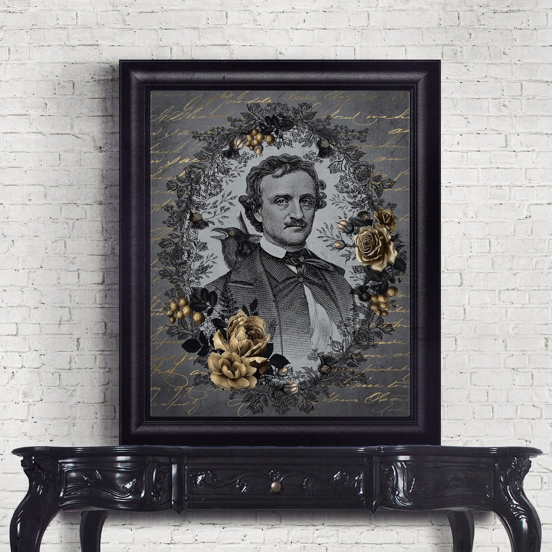 Vintage Style Edgar Allan Poe PRINT, Gothic Poe Art, Raven Wall Décor ...