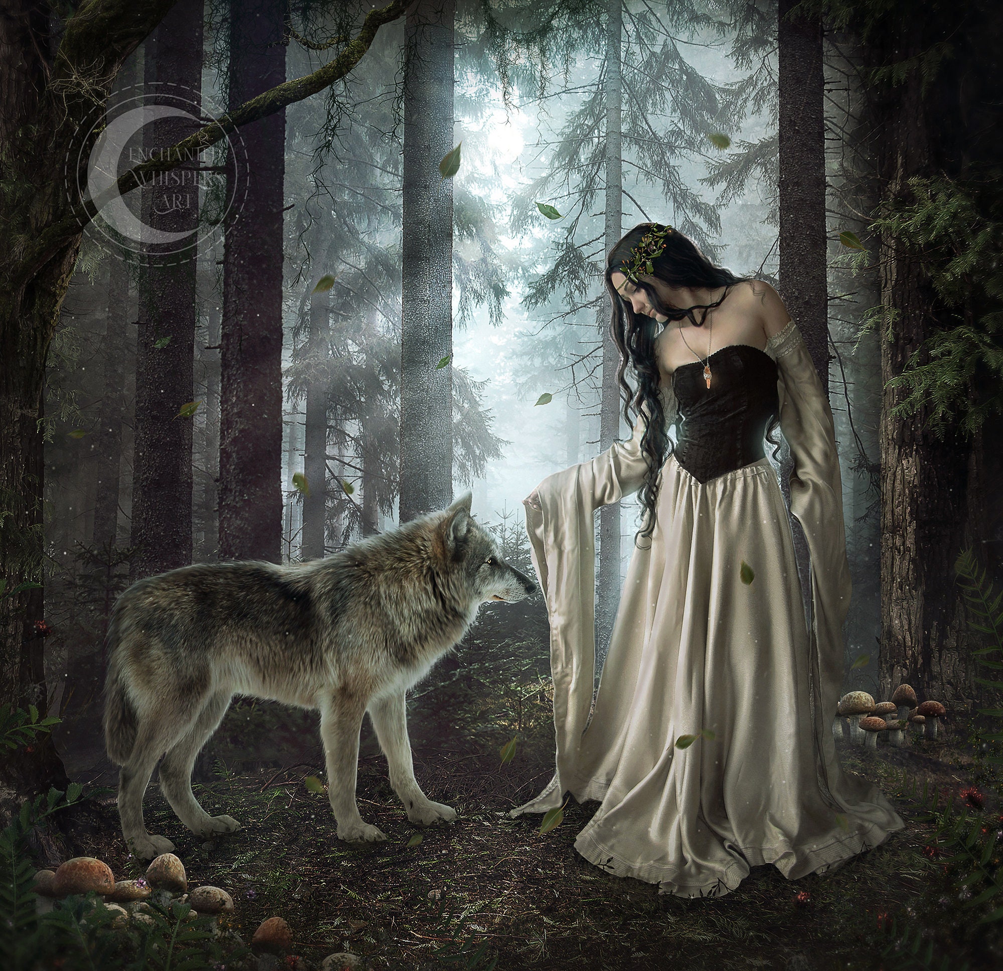 Wolf and Witch Art Print - Pagan Fantasy Artwork - Etsy