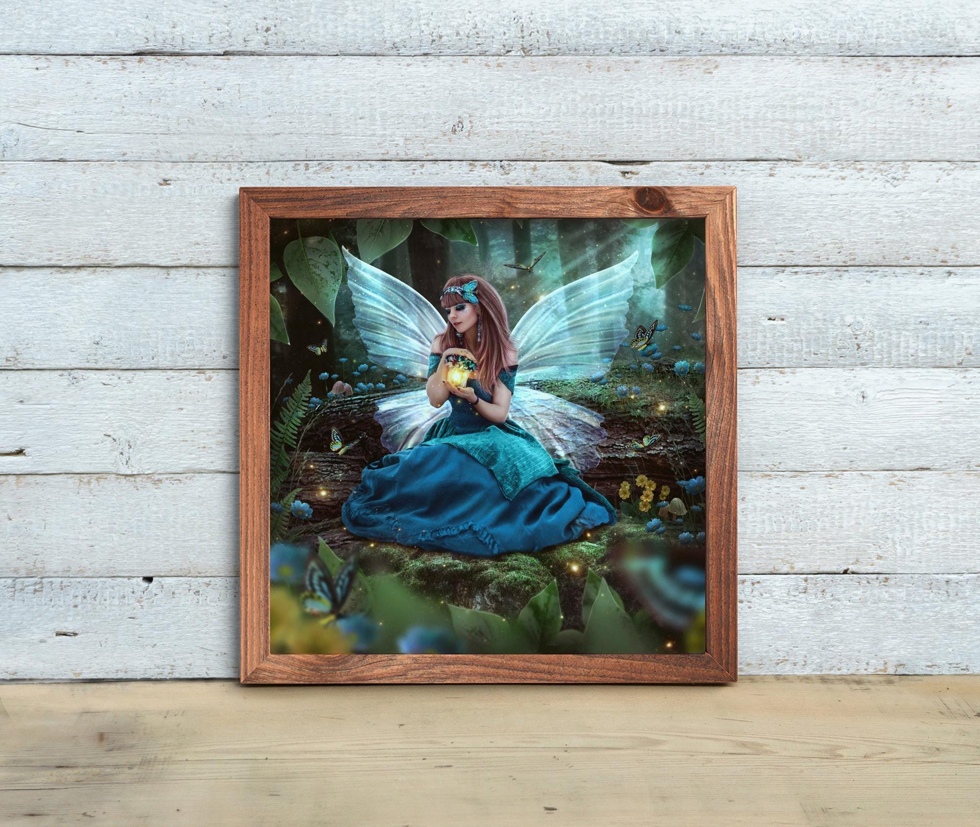 Blue Fae Art Print - Woodland Fairy Wall Décor, Mythological Magical ...
