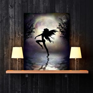 Fae Silhouette PRINT, Full Moon Fairy Art, Celestial Mystical Fantasy ...