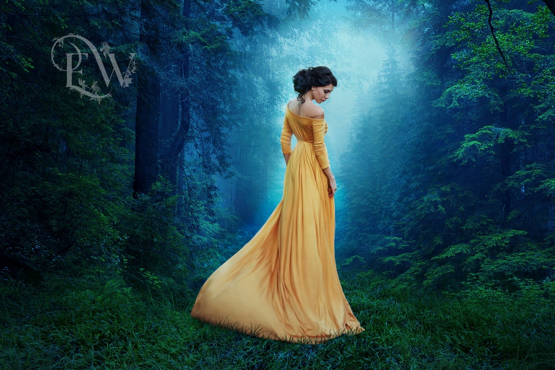 Digital Background Forest, Fantasy Forest Photoshop, Backdrop in Blue ...