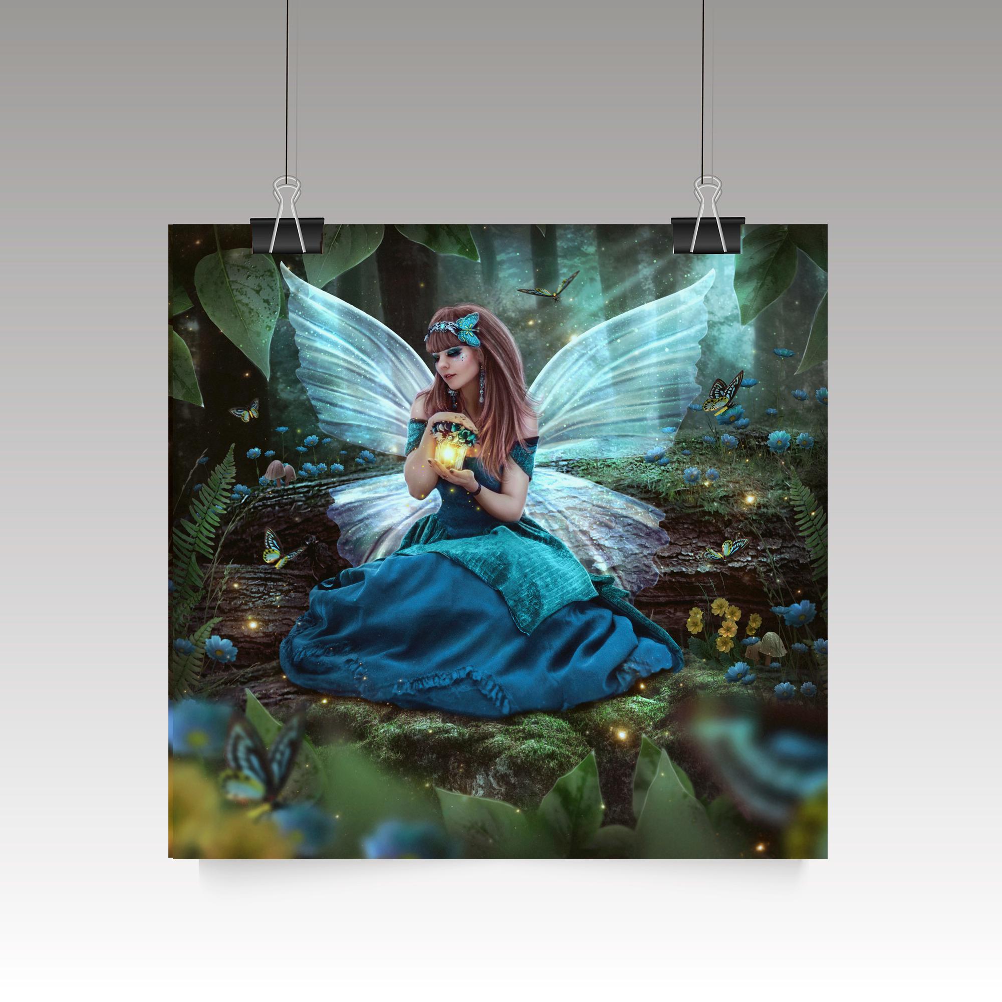 Blue Fae Art Print - Woodland Fairy Wall Décor, Mythological Magical ...