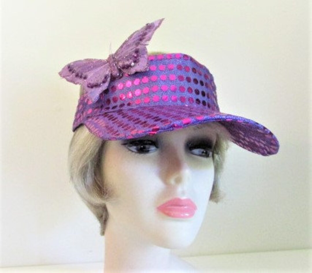 Purple Ladies Visor - Blingy Butterfly Purple Visor (CC129) - Etsy