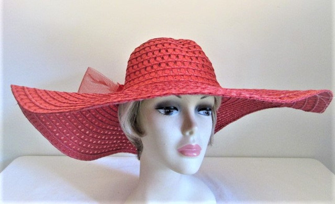 Red Straw Hat - Red Fascinating Flower Hat for Red Hatters - Etsy