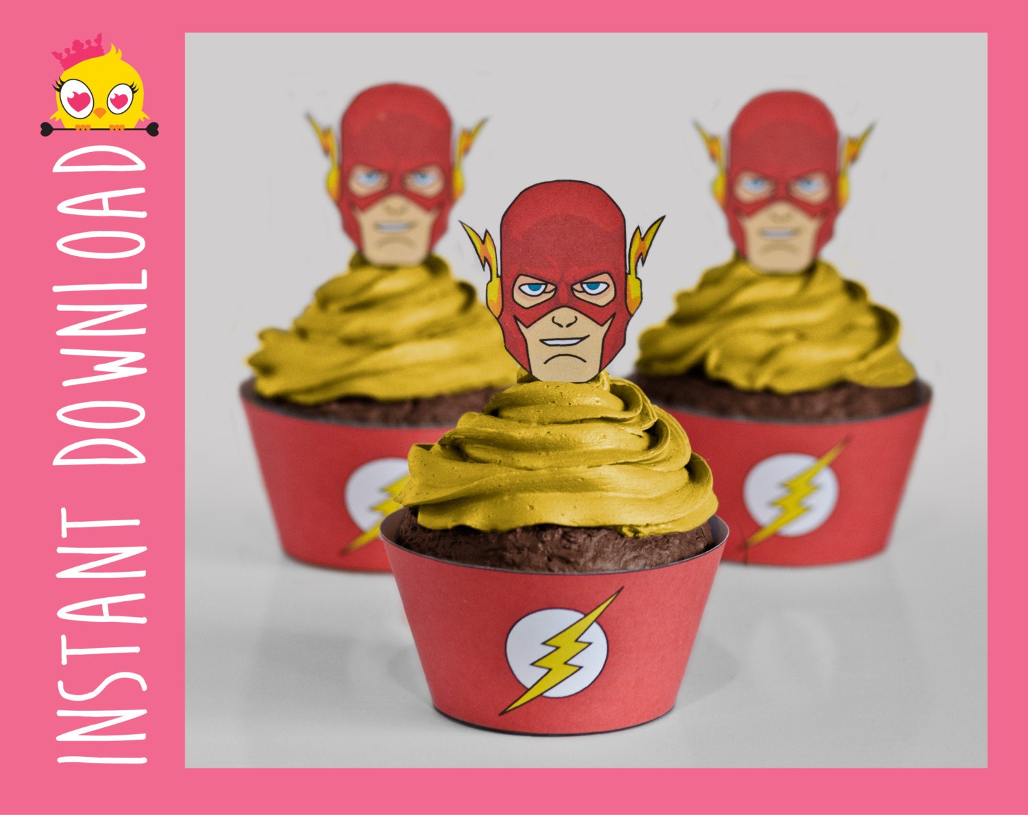 The Flash Inspired Cupcake Wrappers & Toppers PDF - Etsy
