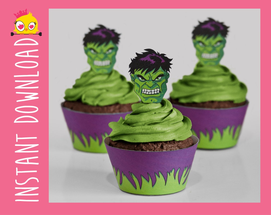 The Hulk Inspired Cupcake Wrappers & Toppers PDF - Etsy