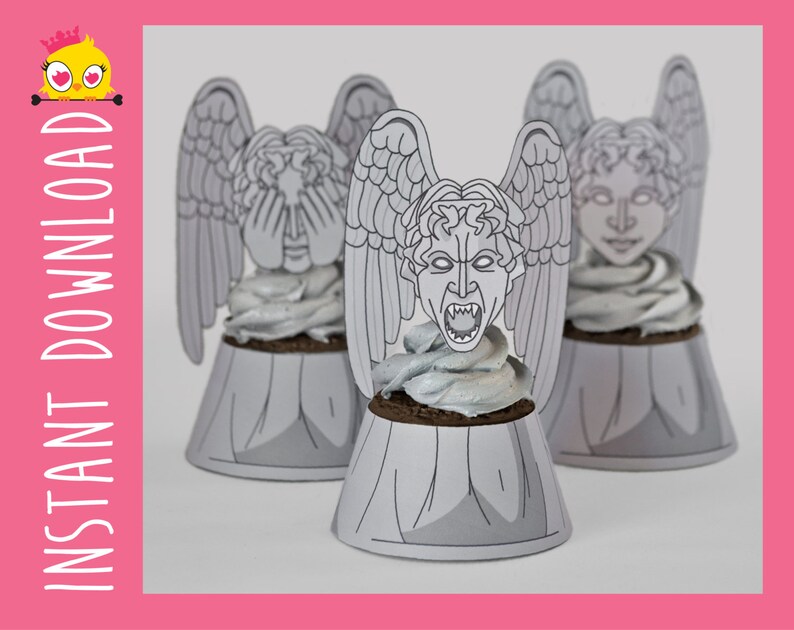 Weeping Angel Inspired Cupcake Wrappers & Toppers PDF - Etsy