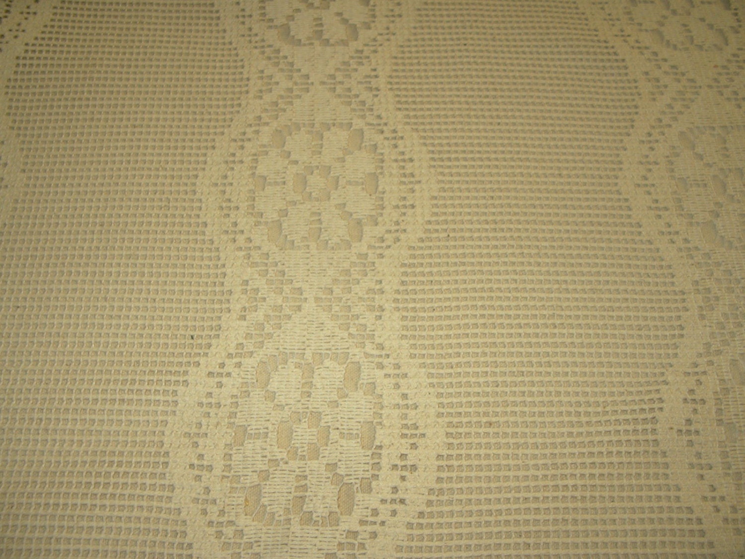 Vintage Open Weave Floral Crochet Look Cotton Imported Drapery Fabric ...