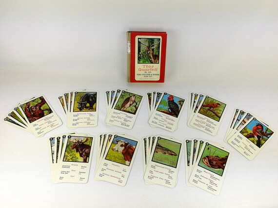 Piantik Childrens Playing Card Game Animal Quartet | Etsy