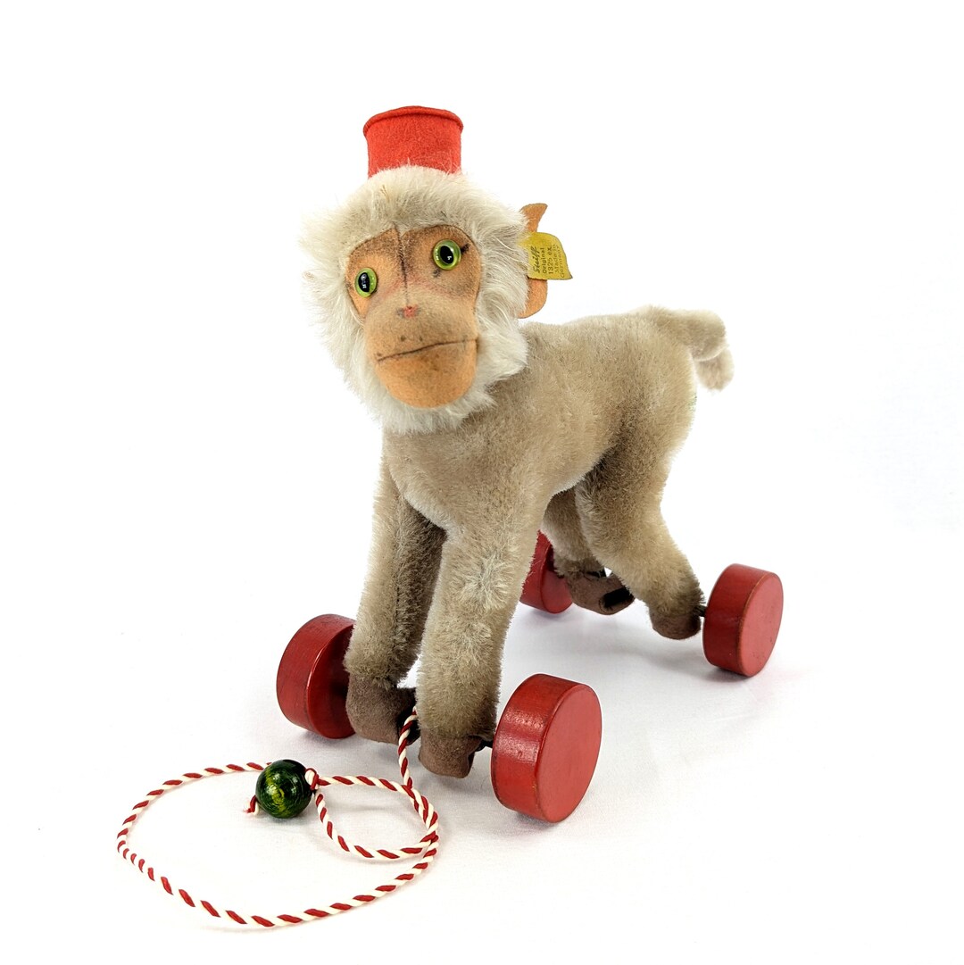 Steiff Monkey Baboon Coco on Wheels With Ids First Ever Edition 1951 to ...