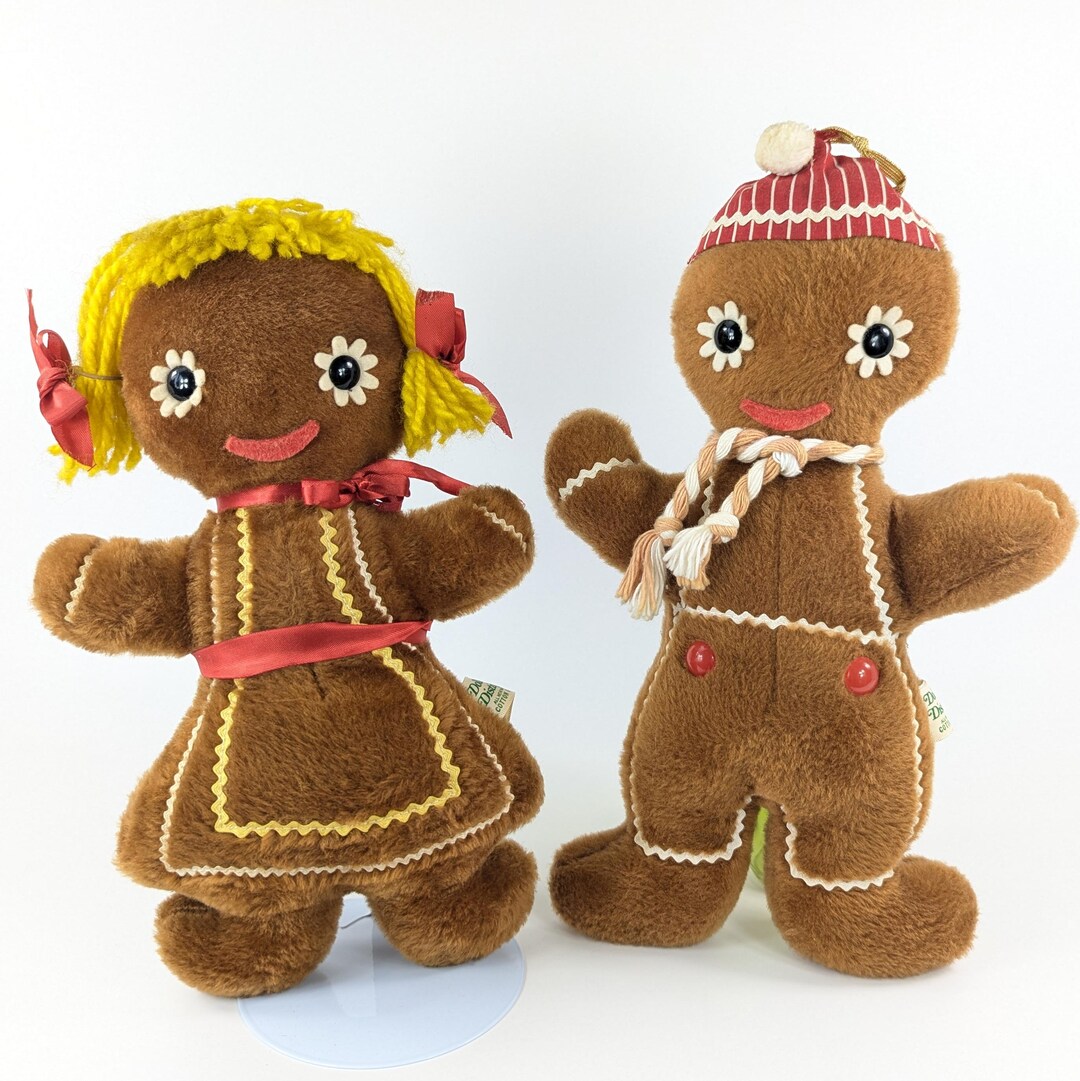 Vintage Gingerbread Plush Dolls Couple 1970s by Knickerbocker 12 Inches ...