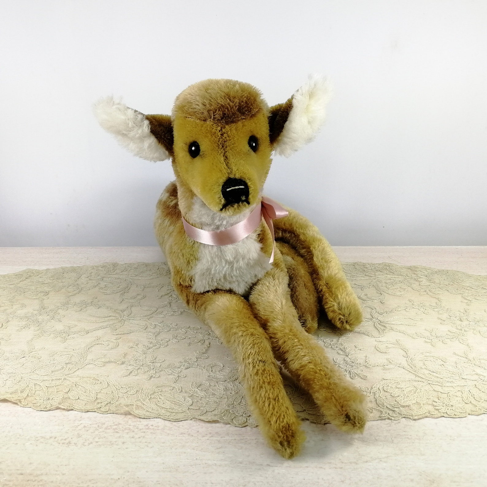Steiff Fawn Deer With Button Lying 14 Inches Vintage 1965 to - Etsy