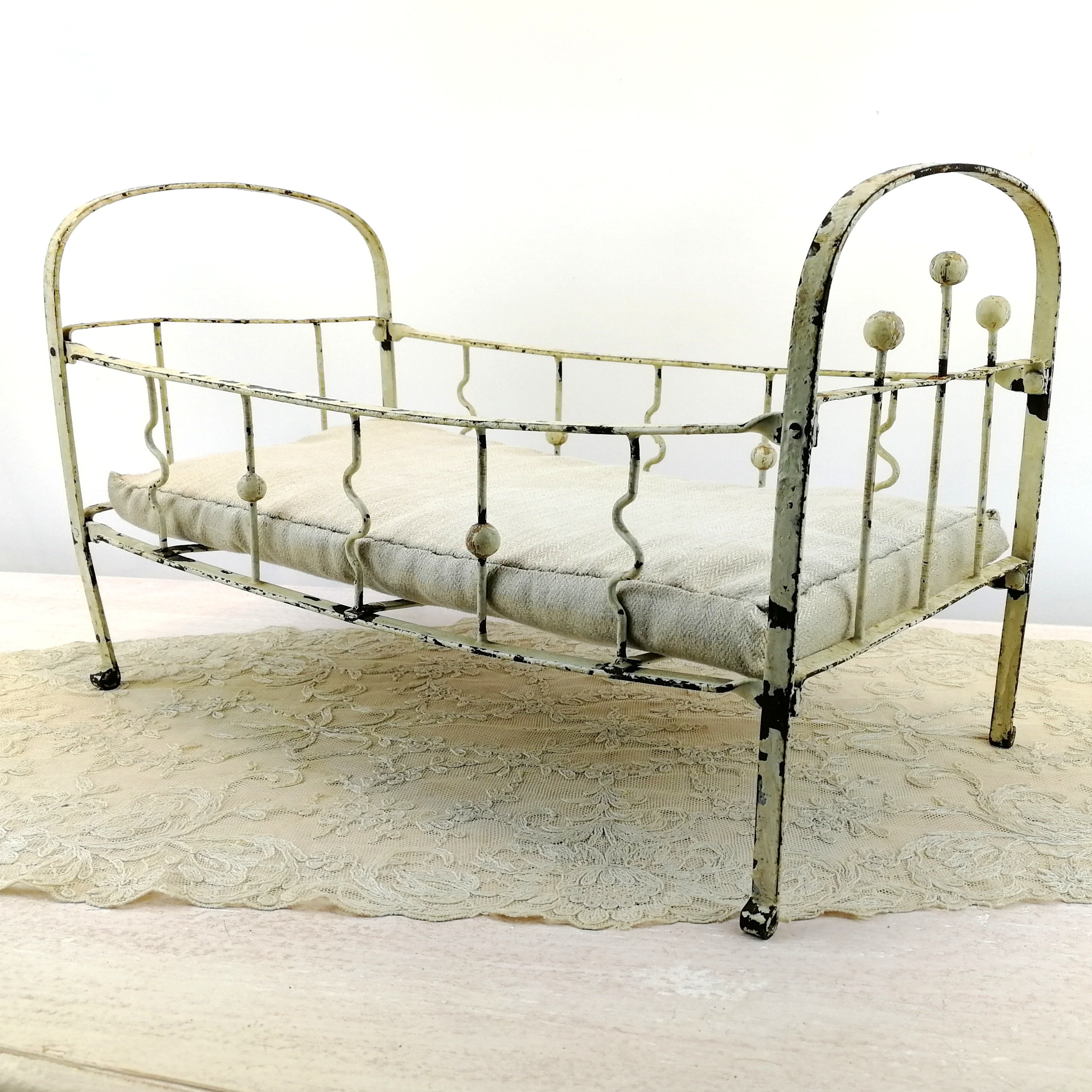 Antique Doll Cot White Metal 13 by 7 Inches 1910s German | Etsy
