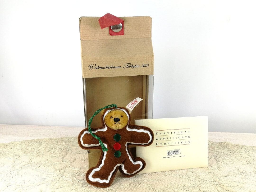 Steiff Christmas Tree Teddy Bear Gingerbread Ornament Mint in Box 4 ...