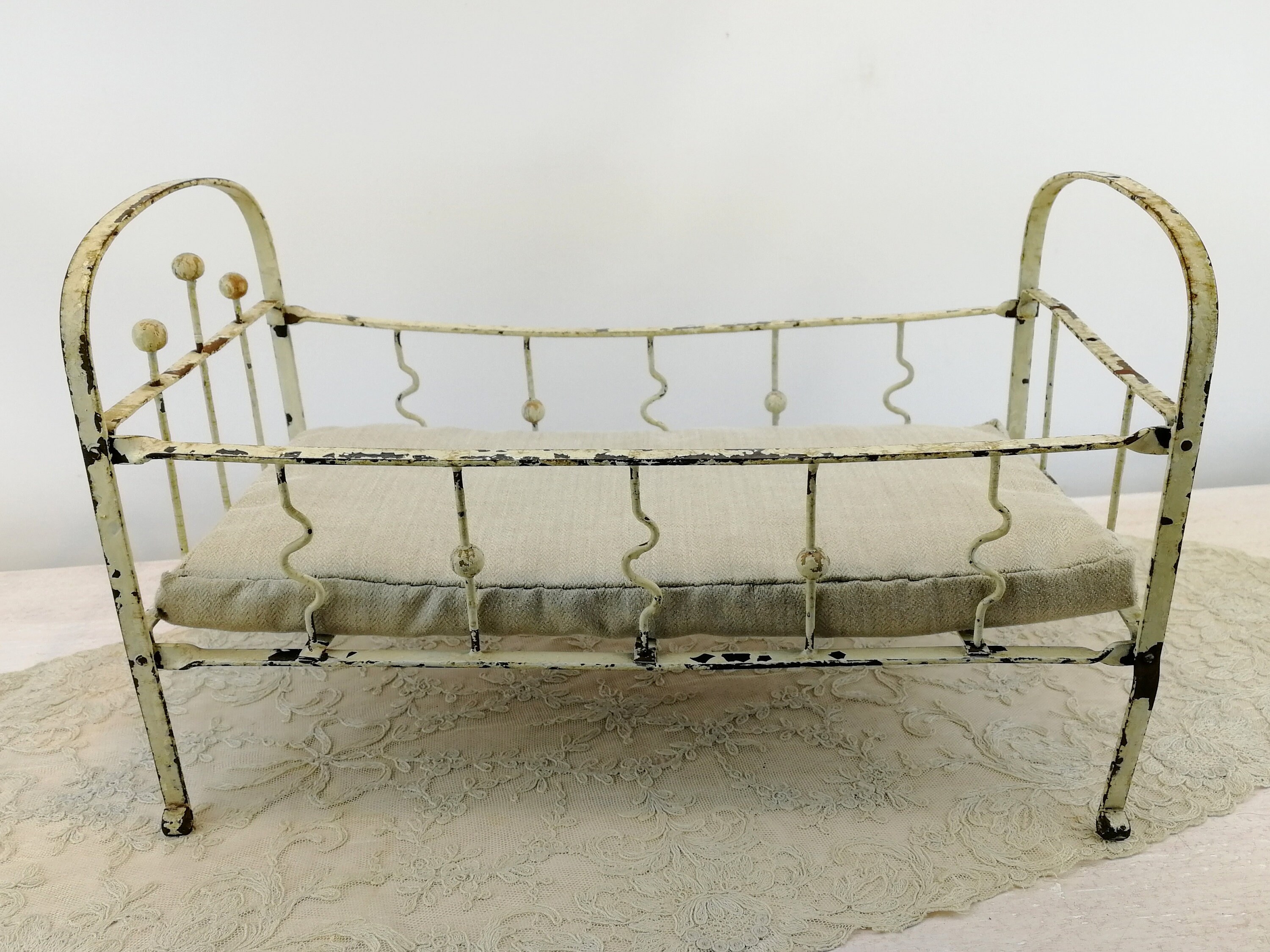 Antique Doll Cot White Metal 13 by 7 Inches German Made in the 1910s ...
