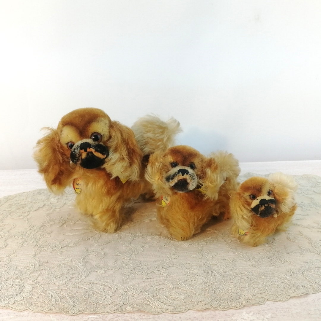 Steiff Pekinese 3 Dogs All Ids Different Small Sizes 3 to 6 Inches ...