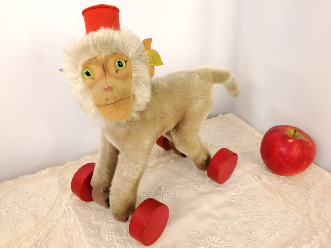 Steiff Monkey Baboon Coco on Eccentric Wheels With Ids First Ever ...