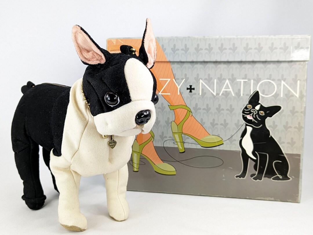 Boston Terrier Geldbörse Mops Hund Handtasche schwarz weiß frühe Fuzzy ...