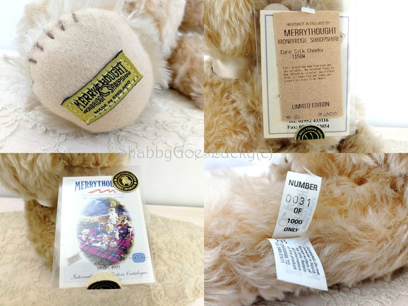 Merrythought Teddy Bear Corn Silk Cheeky 15 Inches Ltd Anniversary ...