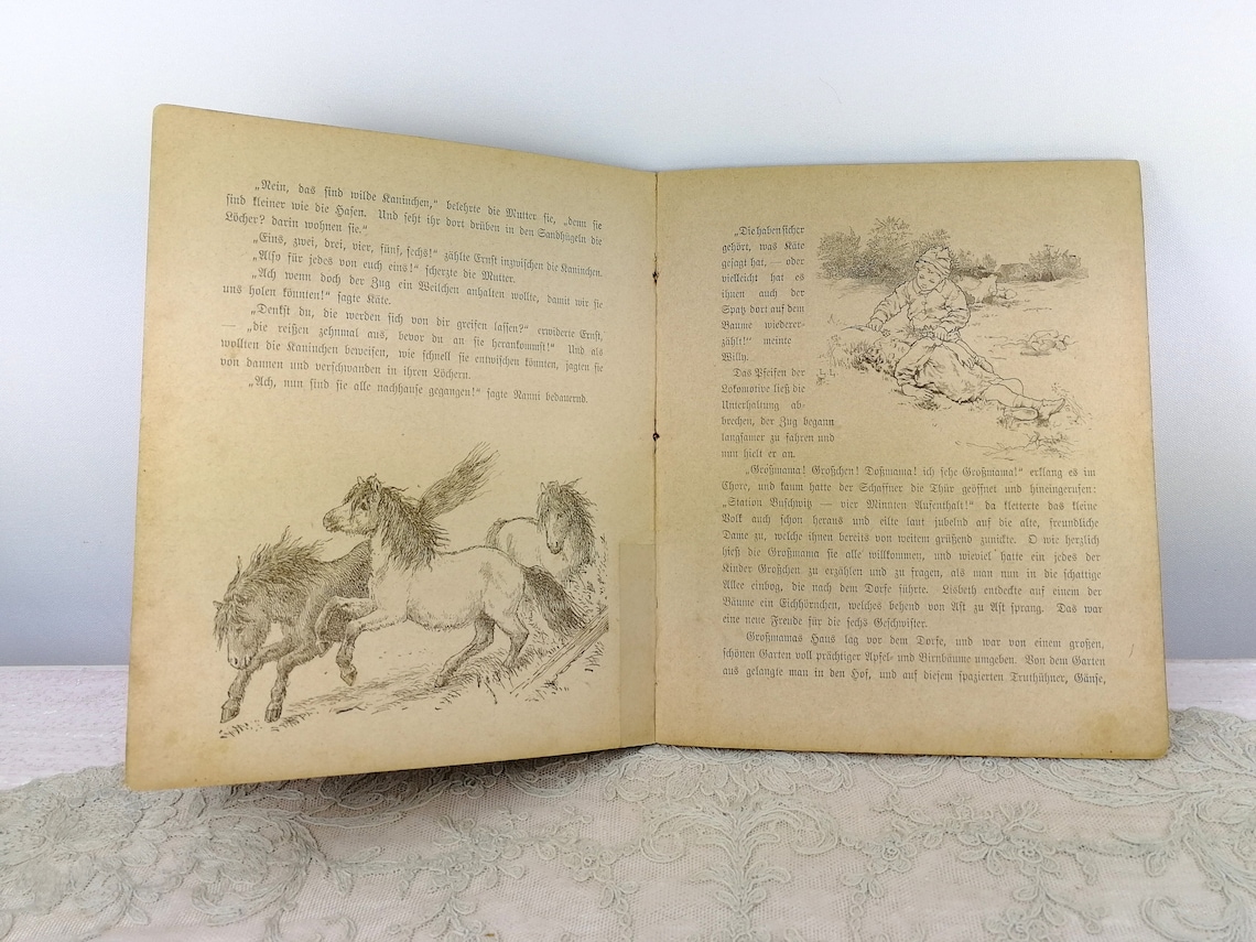 Antique German Childrens Book With Beautiful 1890s Lithographs | Etsy