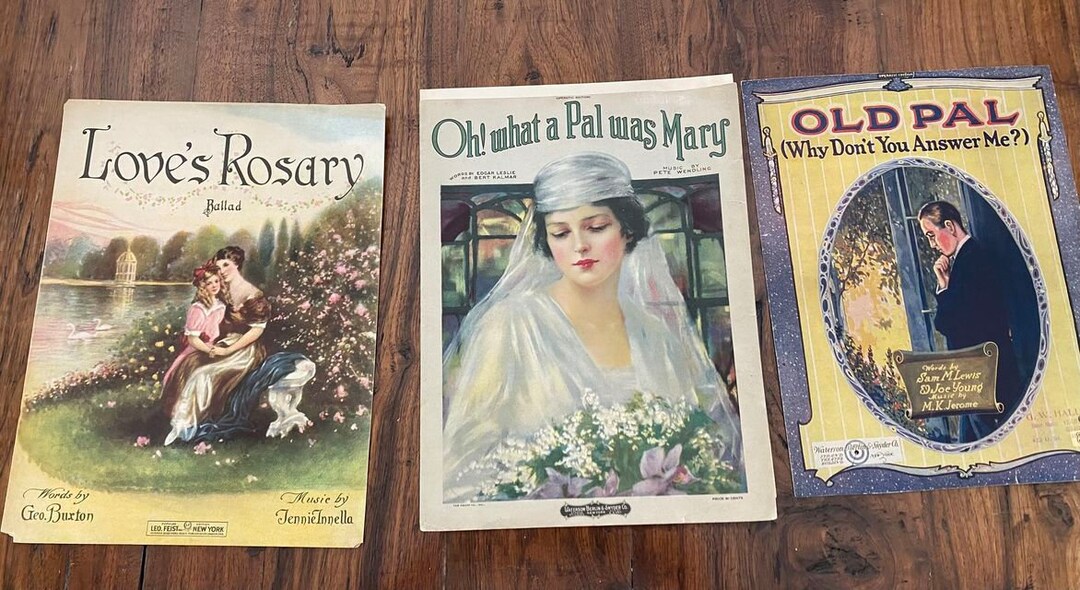 3 Beautiful Sheet Musics From 1919 and 1920. Suitable for Framing. - Etsy