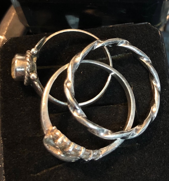 3 SILVER 925 Rings Lot - Gem