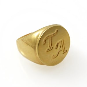 14k Solid Gold Men Monogram Ring. College Ring. Initial Ring. Gold ...