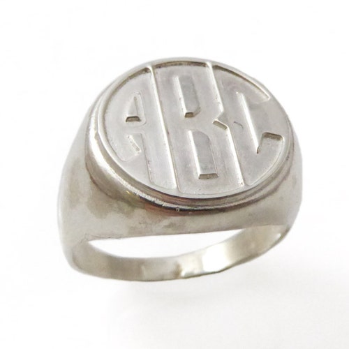 Men Monogram Ring. College Ring. Initials Ring. Silver - Etsy