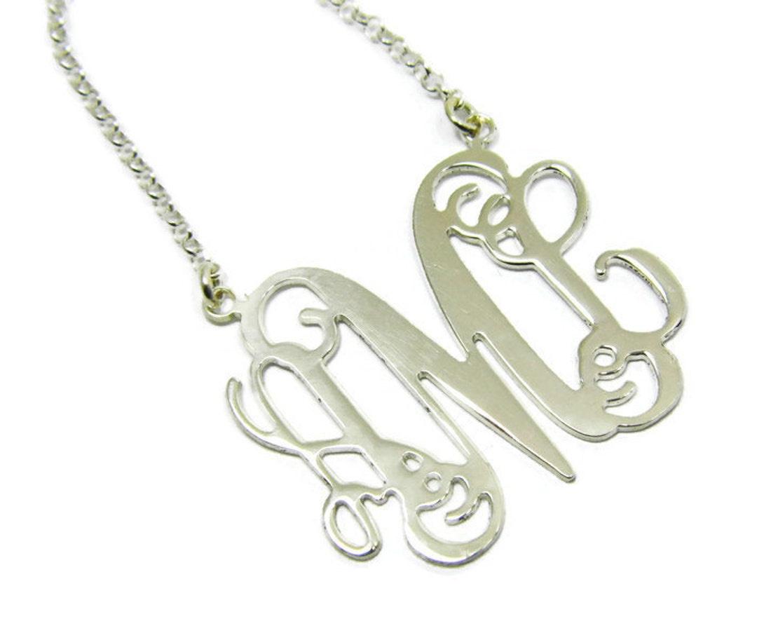 Monogram Initial Necklace. Personalized Necklace. 1.25" Monogram ...