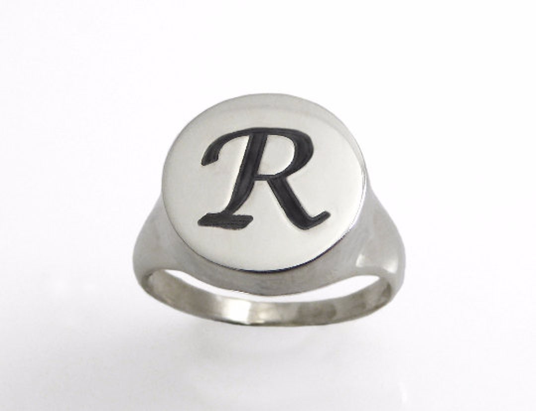 Men Monogram Ring. College Ring. Initials Ring. Silver Monogram Ring ...
