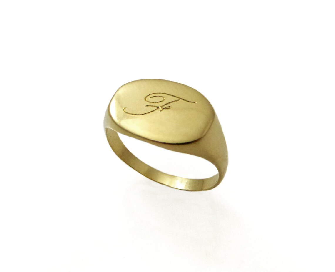 14k Solid Gold Pinky Ring. Monogram Ring. Monogram Ring. - Etsy