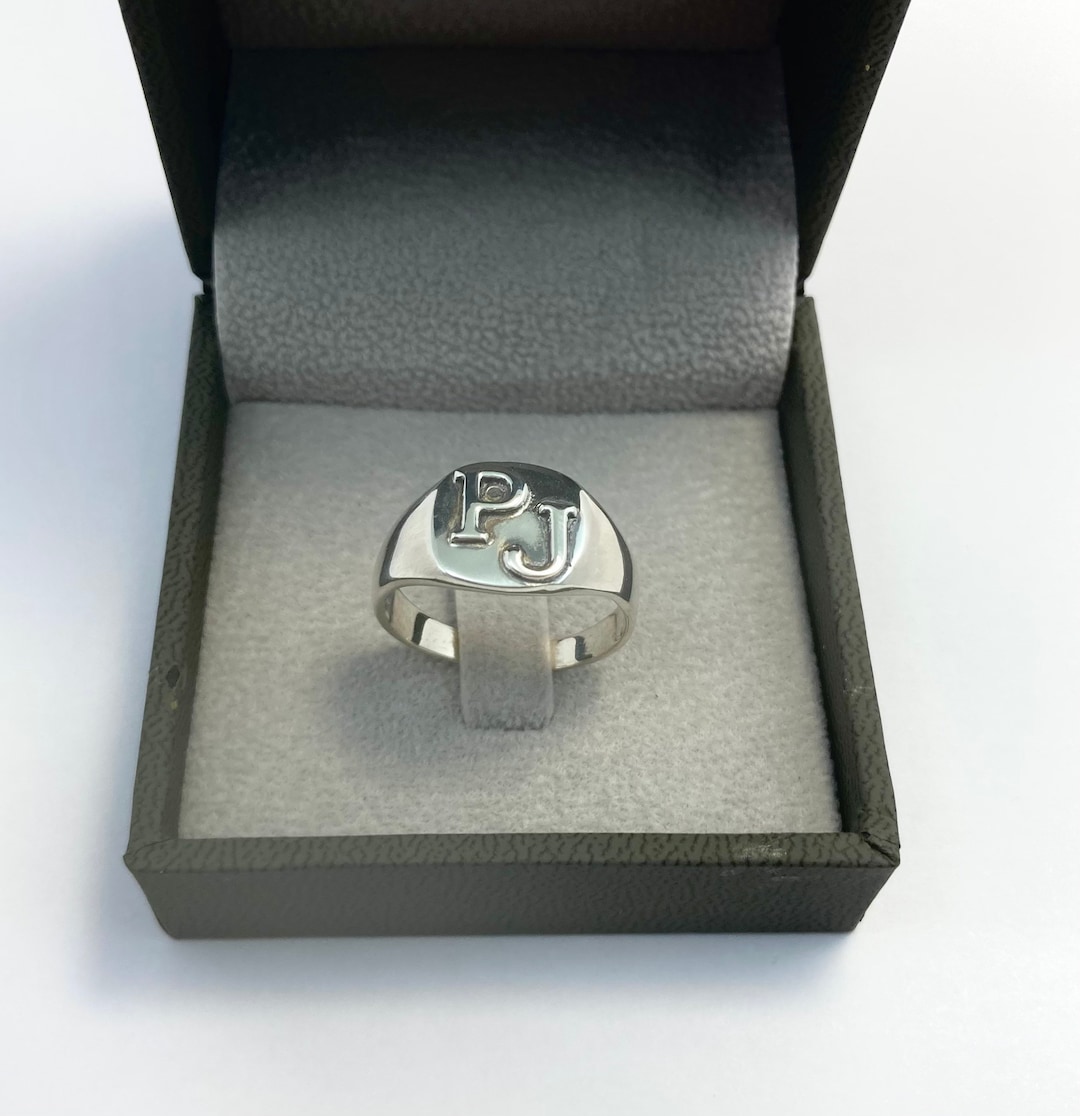Monogram Ring .men Initial Ring. Silver Monogram Ring. Personalized ...